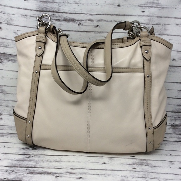 Coach | Bags | Coach Alexandra Cream Leather Satchel | Poshmark